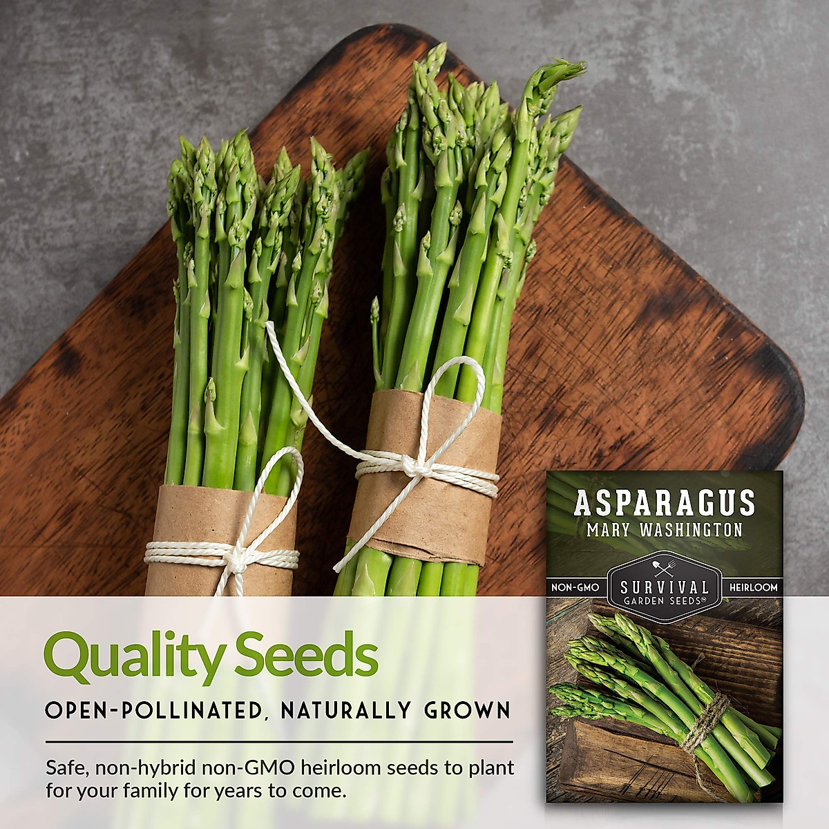 Survival Garden Seeds - Mary Washington Asparagus Seed for Planting - Packet with Instructions to Plant and Grow Long Lasting Perennials in Your Home Vegetable Garden - Non-GMO Heirloom Variety