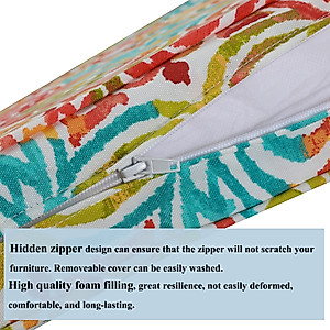 FUNHOME Outdoor Bench Cushion Water-Resistant, 45 x 18 Inch Bench Cushions for Outdoor Furniture, Settee Cushions with Handle and Straps, Patio Couch Cushion 1 Pack, Melora Paisley, Corinthian Dapple