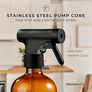 MAISONOVO Glass Spray Bottle - 16.9 fl oz Amber x 2 with 16 Labels