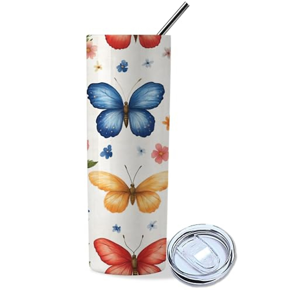 Medpol Butterfly Bohemia tumbler with lid and straw 20 oz insulated tumbler cups Butterfly Bohemia insulated travel coffee mugs for women cute sippy cups stainless insulated travel cups