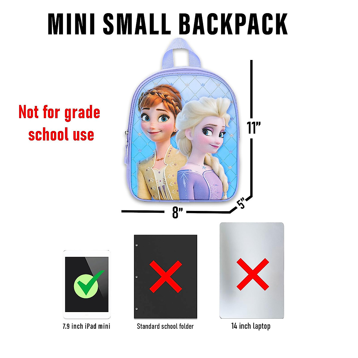 Walt Disney Studio Frozen MINI Backpack For Girls, Kids ~ 4 Pc Bundle With 11In School Bag, 300 Stickers, Coloring Pages, Disney Frozen backpack (Anna Elsa Supplies Travel Set),