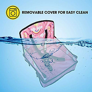 VEEYOO Baby High Chair with Removable Tray - Portable High Chair for Eating and Feeding, Indoor and Outdoor, Compact Fold, Pink