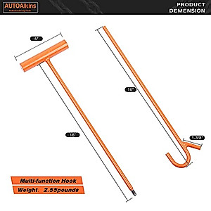 AUTOAlkins Heavy Duty 5th Wheel Pin Puller, 2 Pack 32" Solid Steel Chrome Plated Fifth Wheel Puller w/Hook