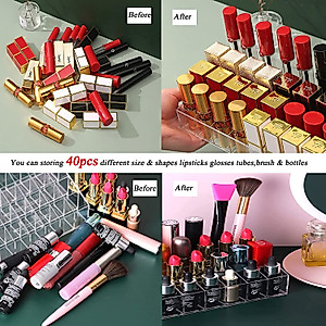 40 Grids Lipsticks Holder - Clear Acrylic Lipgloss Lipstick Organizer and Storage Display Case for Lip Gloss, Lipstick Tubes
