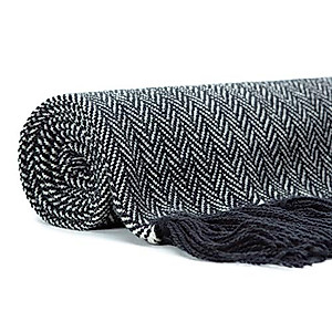 Chanasya Mini Chevron Super Soft Throw Blanket with Tassels Warm Cozy Lightweight Blanket for Bed Sofa Chair Couch Cover Living Bed Room Black and White Chevron Blanket (50x65 Inches)
