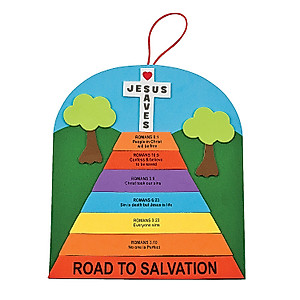 Fun Express Romans Road Sign Craft Kit - Makes 12 - DIY Religious Crafts for Kids and Sunday School Activities