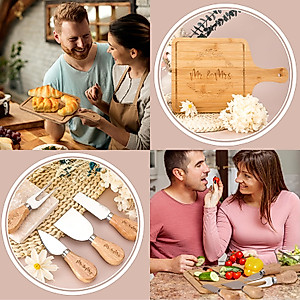 pengtai Wedding Gifts,Engagement Gifts for Couples,Gifts for Couples,Bride Gifts,Anniversary Wine Glass Gift for Couple,Newlywed Mr and Mrs Gifts,Bamboo Serving Board Candle Gift for Husband Wife