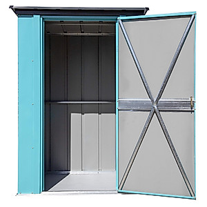Spacemaker 4' x 3' Compact Outdoor Metal Backyard, Patio, and Garden Shed Kit, Teal and Anthracite