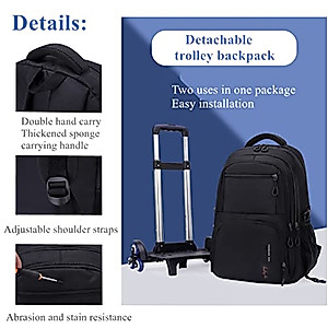 EKUIZAI Solid Color Large Capacity Trolley Bags Secondary School Boys Backpack Elementary School Outdoor Rolling Daypack with Wheels