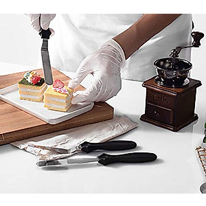 Naranqa Professional Offset Spatula Set with Plastic Handle - 3-Piece Stainless Steel Icing Spatula Variety Set & Cake Decorating Tools, Flexible Resistant Blades, 2 Angled and 1 Straight