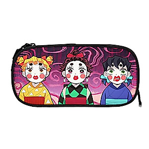 Anime Pencil Case Kimetsu No Yaiba Pencil Bag Cute Cosmetic Bag Cartoon Portable Large-Capacity Storage Bag Adult And Adolescent School Supplies