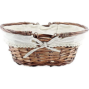 Cornucopia Wicker Basket with Handles (Reddish Brown), for Fall Decor, Easter, Picnics, Gifts, Home Decor and More, 13 x 10 x 6 Inches