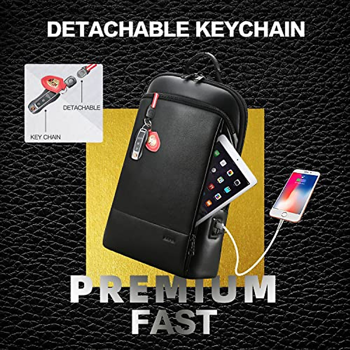 BOPAI Unisex Slim Genuine Leather Laptop Backpack Men for 15-15.6 inch Business Smart Professional Lightweight Backpack with USB Charging Office Commuter Computer Rucksack Executive Anti Theft Black