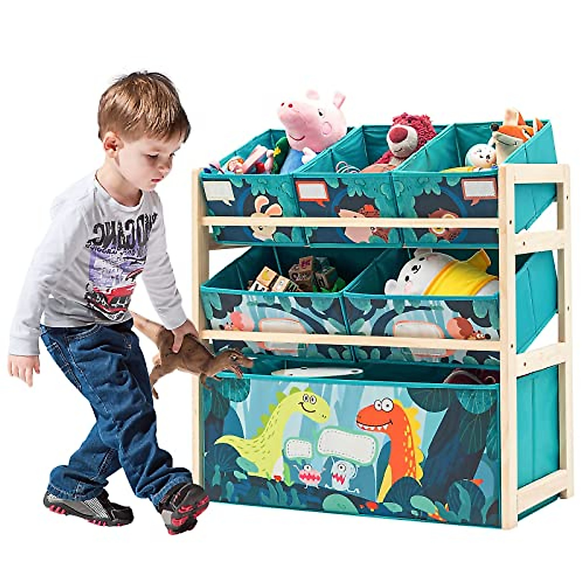 Jomifin Kids Toy Organizer for Boys Girls, 6 Storage Bins Large Storage Capacity Best Toy Storage Solution for Playroom, Nursery (Green) (Green)