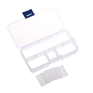 ALL in ONE 6pcs Clear Plastic Storage Box Bead Organizer Display Containers with Adjustable Dividers (13x2.6x2cm 10 Grids)