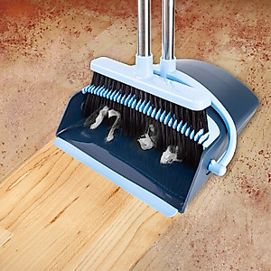 OLLSDIRE Broom and Dustpan Set for Home 2024 Indoor Broom with Dustpan Combo Set Upright Dust Pans with Long Handle Angle Broom for Kids Garden Pet Hair Lobby Wood Floor Sweeping Kitchen