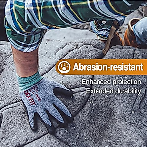 DEX FIT Nitrile Work Gloves FN330, 1 Pair, 3D-Comfort Stretchy Fit, Firm Grip, Thin & Lightweight, Touch-Screen Compatible, Durable, Breathable & Cool, Machine Washable; Grey S (7)