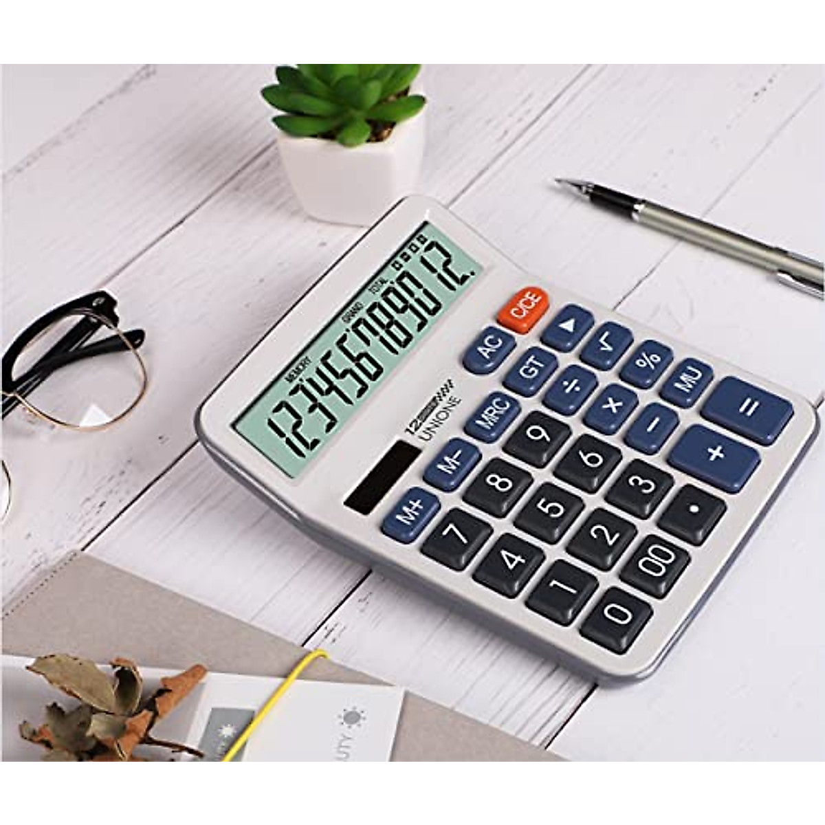 Large LCD Calculator, Dual Power Desktop Business, High School, UNIONE CX-950 4.7×6inch