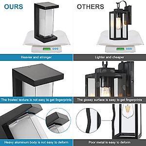 BIRITALO Exterior Porch Light 18W 6000K Modern Porch Light 1800LM Black Wall Mount Outdoor Sconce Light Double-Layer Cover Waterproof for Garage Hallway Backyard Garden