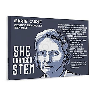 Famous Physicist Marie Curie Portrait Art Poster Canvas Poster Bedroom Decor Office Room Decor Gift Frame-style 20x16inch(50x40cm)