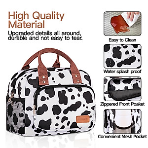 Yotrone Lunch Bag Women, Insulated Lunch Box Lunch Bag for Women Men Adult Work, Cute Lunch Tote Bag Large Capacity Reusable Cooler Lunch Containers for Travel Picnic or Office(Cow)