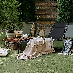 Tangkula Foldable Beach Lounge Chair for Outdoor, Reclining Chair with Removable Headrest, 4-Position Adjustable Backrest, Portable Chaise Lounger for Yard, Patio, Beach, Camping (1, Black)