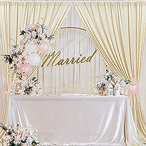 10 ft x 10 ft Wrinkle Free Champagne Backdrop Curtain Panels, Polyester Photography Backdrop Drapes, Wedding Party Home Decoration Supplies