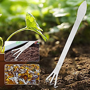 Bonsai Rake, Stainless Steel Root Rake 3-Prong Bonsai Tree Soil Loosening Tool Firm Bonsai Rake with Ergonomic Handle