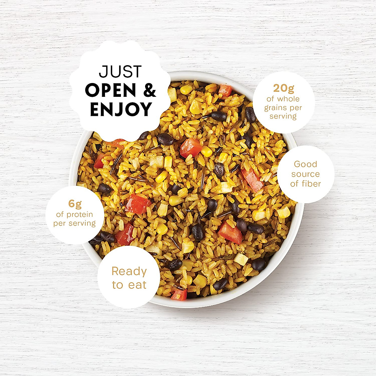 Reese Wild Rice Harvest Bowl | Black Beans, Tomatoes, Corn | High in Fiber & Protein (Pack of 8)