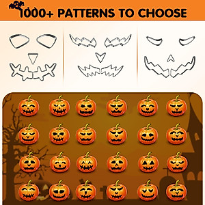 FLYOUTH Pumpkin Carving Kit Tools 29 PCS, Easy to Use and Safe for Kids Adults, Sturdy Stainless Steel Pumpkin Decorating Kit with Stencils, Hammer, Gift for Halloween Jack-O-Lanterns Decoration