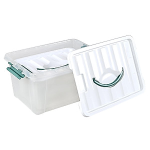 Uumitty Clear Storage Latch Box/Bin, 2-Pack Plastic Organizing Container with Handle and Lids (14 QT & 7QT)