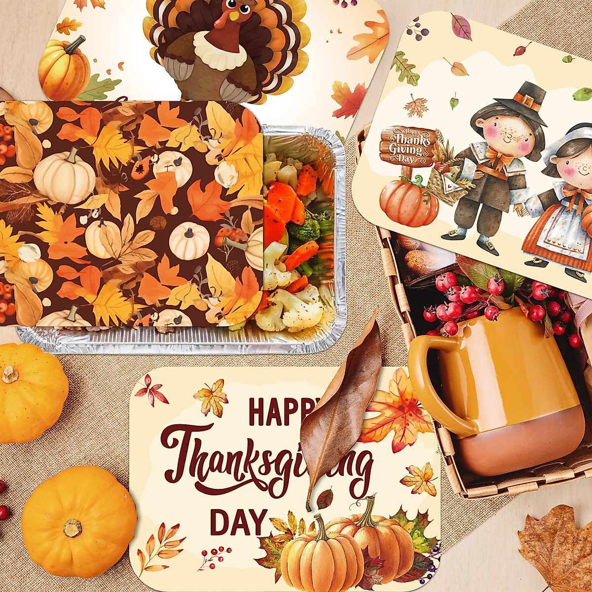 36Pcs Thanksgiving Tin Foil Containers with Lids Disposable Aluminum Thanksgiving Leftover Containers with Lids Thanksgiving Foil Food Pan