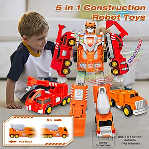 Kids Toys Car Transform Toy: Toys for 5 Year Old Boys | Robot Toys for 3 4 5 6 7 Year Old Boys Girls | 5 in 1 STEM Building Toys for Kids Age 4-8 | Construction Trucks Toddler Toys Birthday Boy Gifts