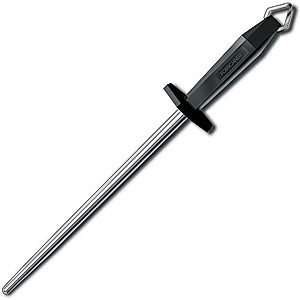 Victorinox Diamond Honing Steel Oval, Black Plastic Handle, 12-Inch, Round, Solid Core