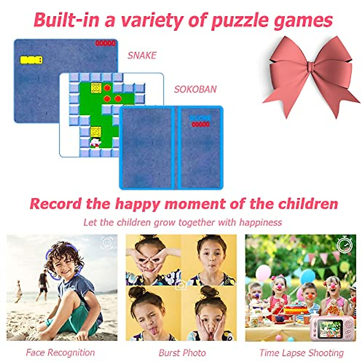 sikiwind Kids Camera for Boys and Girls, Digital Camera for Kids Toy Gift, Toddler Camera Birthday Gift for Age 3 4 5 6 7 8 9 10 with 32GB SD Card, Video Recorder 1080P IPS 2.4 Inch