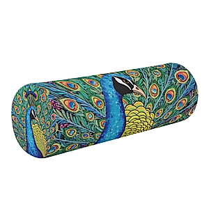 SDMKA Cute Peacock Cervical Neck Roll Pillow - Bolster Memory Foam Pillow for Neck Pain Relief, 5.5 x 17 Inch Cylinder Pillow, Perfect Sleeping Support