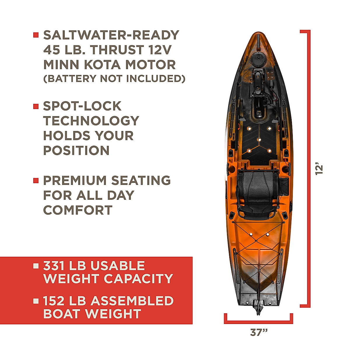 Old Town Sportsman AutoPilot 120 Motorized Fishing Kayak with Minn Kota Trolling Motor (Ember Camo)