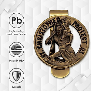 Extel Pewter Holy Trinity Crucifix Sun Visor Clip for Men Women Car Truck