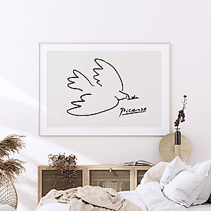 Wall Art Print Picasso Print, Picasso Dove Print, Pablo Picasso Dove of Peace Line Art Print, Picasso Poster, Vintage Poster, Museum Exhibition Poster PP27 11x17 Inches