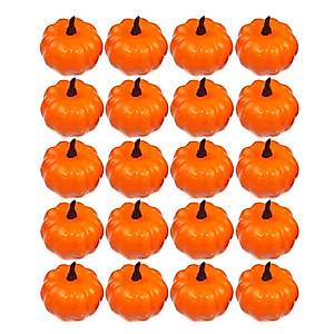 Artificial Pumpkins Bulk with Assorted Sizes, 20PCS Foam Pumpkins Pumpkin Decor Mini Halloween Pumpkin Set Orange Lifelike Fauk Pumpkins Thanksgiving Tabletop Table Centerpiece for Home(24)