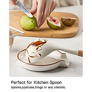Getstar Spoon Rest for Stove Top, Ceramic Spoon Holder for Kitchen Counter (W4.7"), Farmhouse Decor, Dishwasher Safe