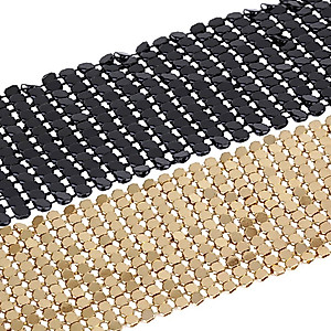 Tpocean 3 Pcs Women's Gold and Black Thick Rhinestone Metal Sequins Choker Necklace Set for Girls