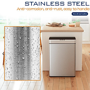 ARTBUSKE 13 Gallon Trash Can Kitchen Trash Can with Lid High-Capacity Garbage Can Stainless Steel Trash Can Automatic Trash Can Motion Sensor Trash Bin for Kitchen Bedroom Bathroom Office