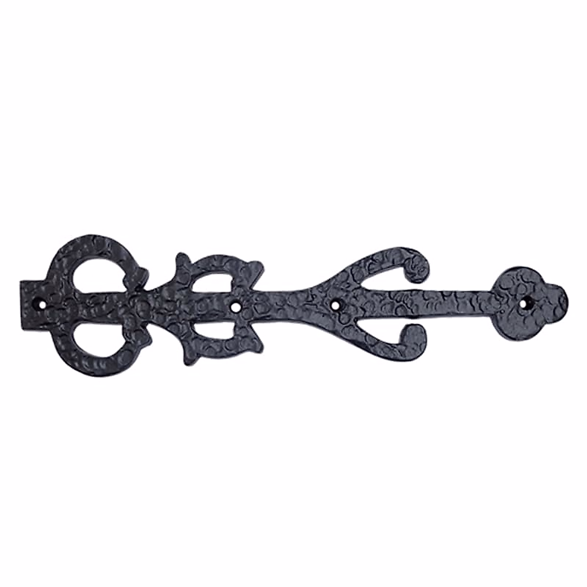 Adonai Hardware 12 Inch Izehar Heavy Duty Antique Aluminium Strap False/Faux/Dummy Hinge Fronts (4 Pack, Black Powder Coated) for Vintage Barn Doors, Gates, Furniture, Garage, Shutters and Fences