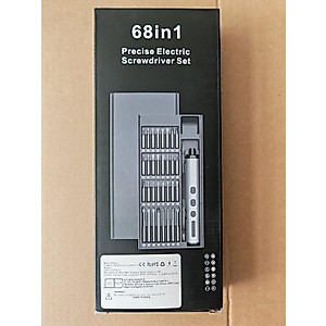 Mini Electric Screwdriver, 68-in-1 Precision Electric Screwdriver 400RPM with 5 Torque Settings, 68 Drill Bits, Pry Bar, Led and Tweezers, Electric Precision Screwdriver Kit for Pc Building