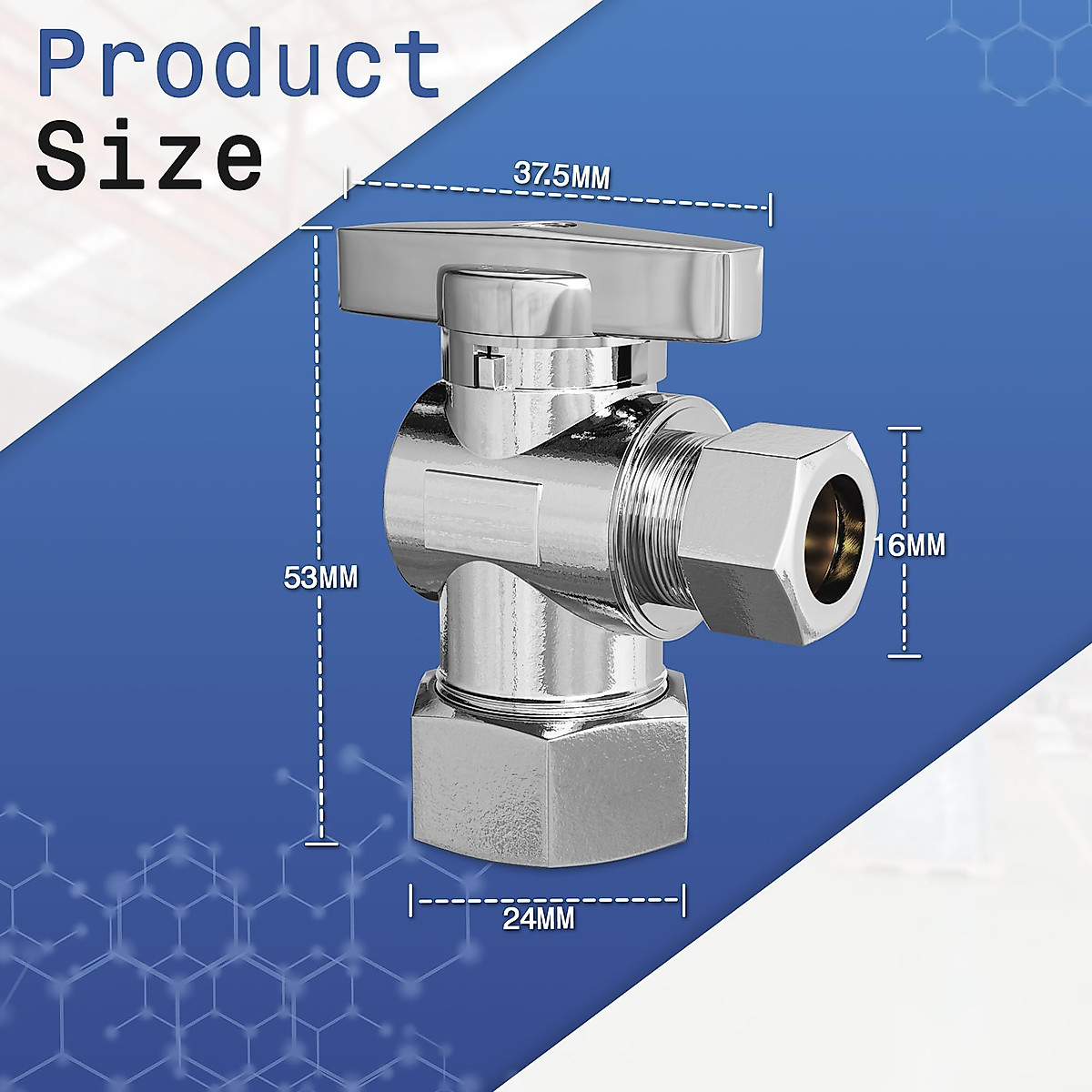 PURAGIER 2 Pack Complete Toilet Set Valve,1/2 inch Nom Inlet x 3/8 Inch Od Compression Outlet Angle Stop Valve+15 Inch Long Stainless Steel Braided Water Supply Line+Escutcheon Plate