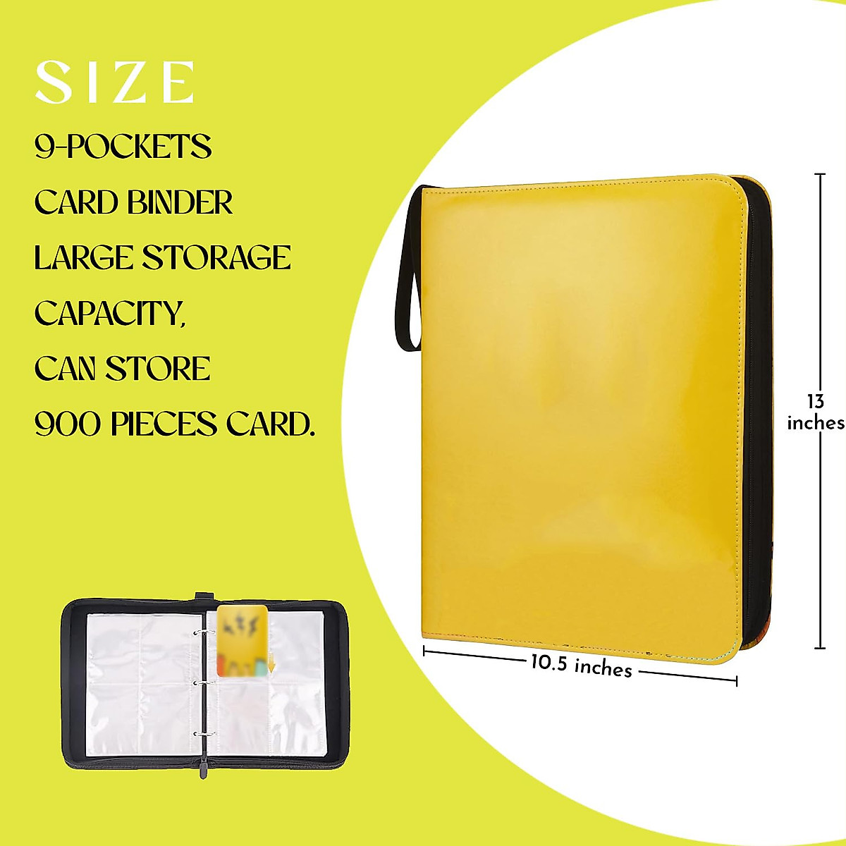 Card Binder 9 Pocket, Trading Card Holder Fits 900 Cards. Trading Card Album Folder with Zipper for Sports, Game Card Case.