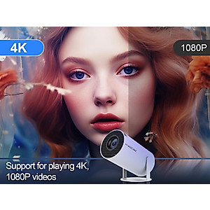 Mini Projector, Magcubic HY300 Auto Keystone Correction Portable Projector, 4K/ 200 ANSI Smart Projector with 2.4/5G WiFi, BT 5.0, 130 Inch Screen, 180 Degree Flip, Round Design, Home Video Projector