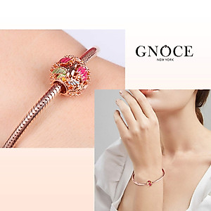 GNOCE Hummingbird Charm Bead 925 Sterling Silver 18k Rose Gold Plated Hollow Charms For Bracelet/Necklace Women …