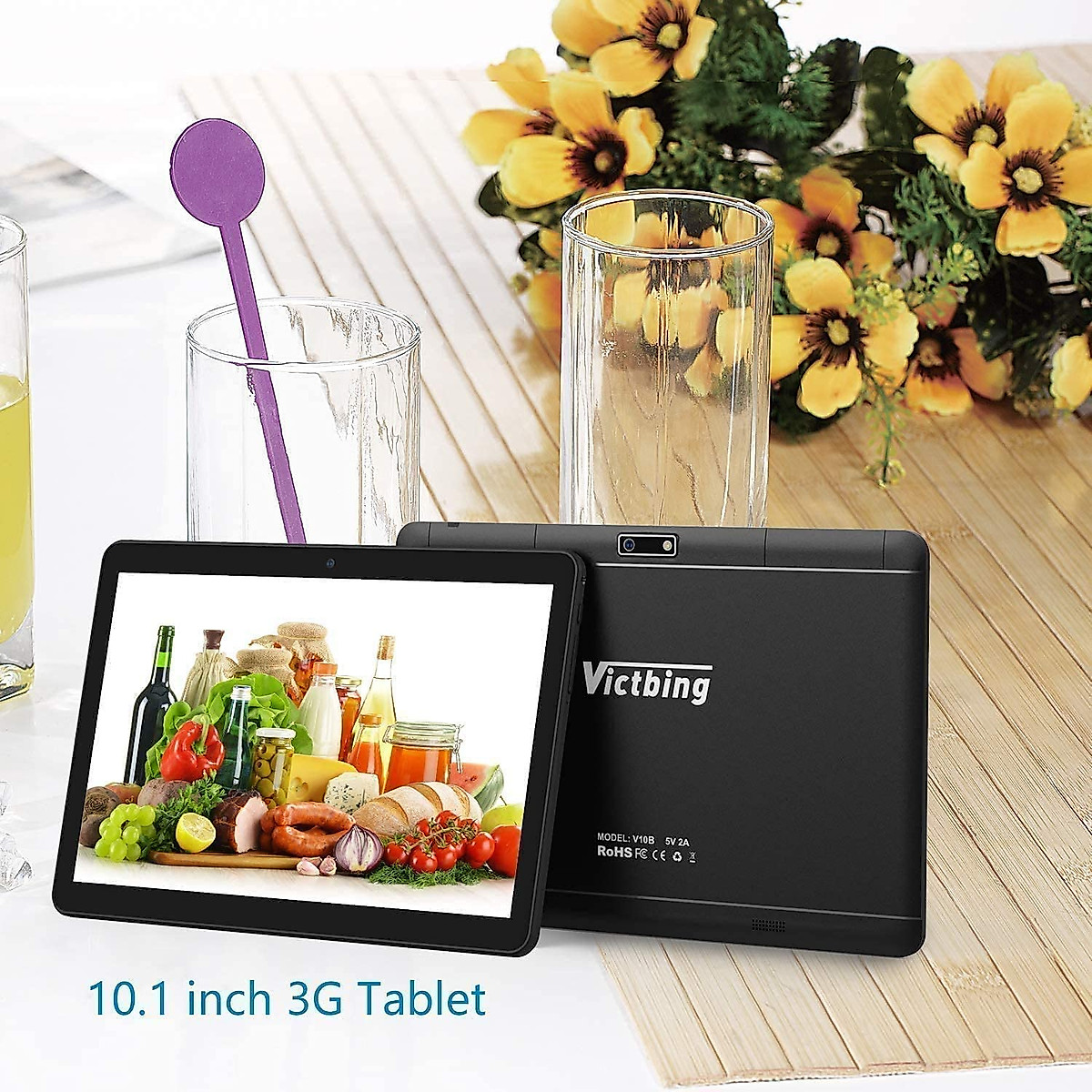 Victbing TPZ Tablet 10.1 inch, Android 10.0 Phablet, Phone Tablets with SIM Slots, 32GB Storage 128GB Expansion, Dual Camera, HD IPS Display, Wi-Fi, Bluetooth, USB Type C, 6000mAh, GPS